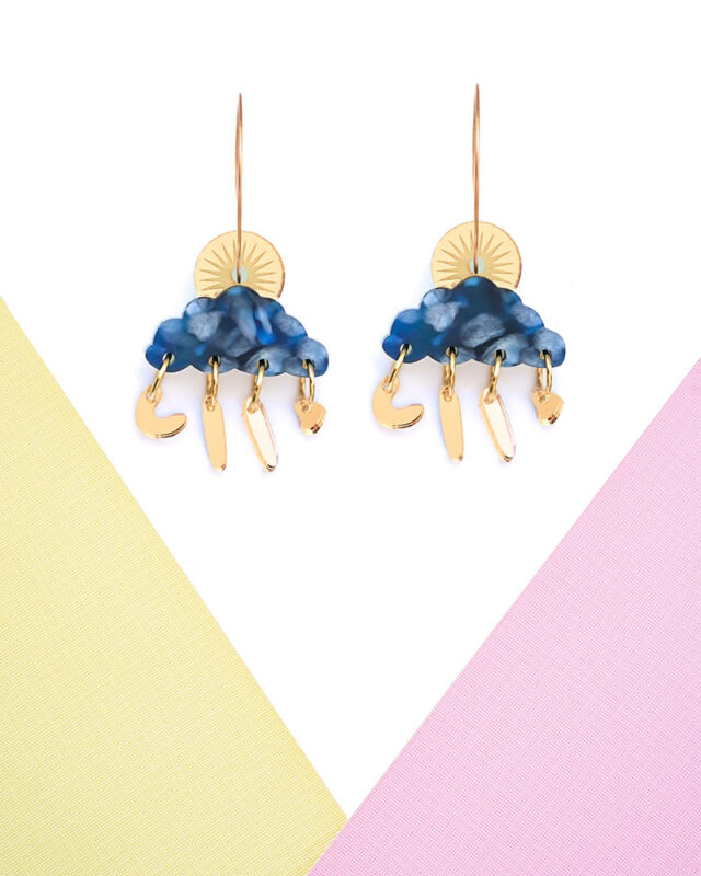 Cloud Nine - Handmade Acrylic Earrings - Dash of Gold